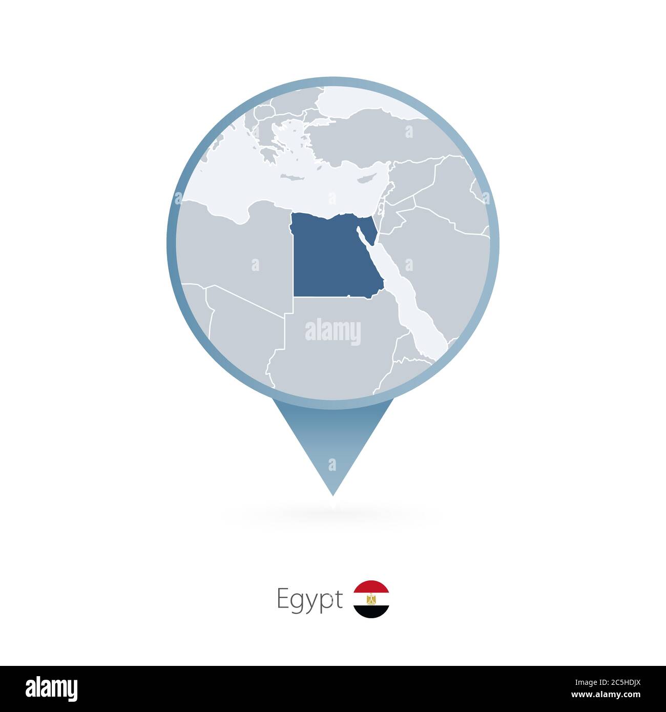 Map pin with detailed map of Egypt and neighboring countries Stock ...