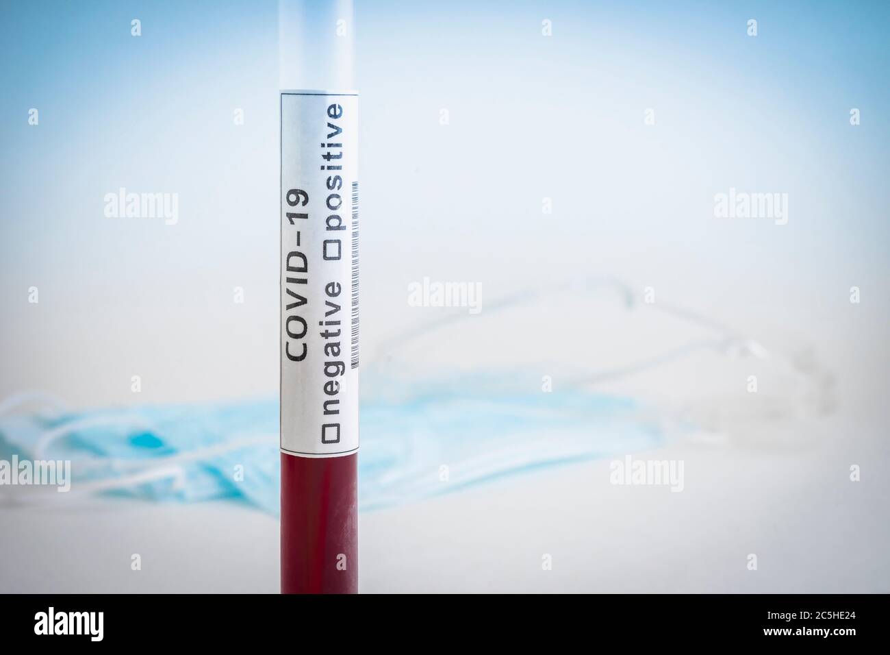 Test tube containing a blood sample, test tube for Covid-19 ...