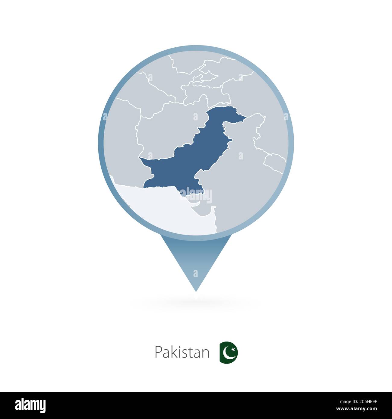 Map pin with detailed map of Pakistan and neighboring countries Stock ...
