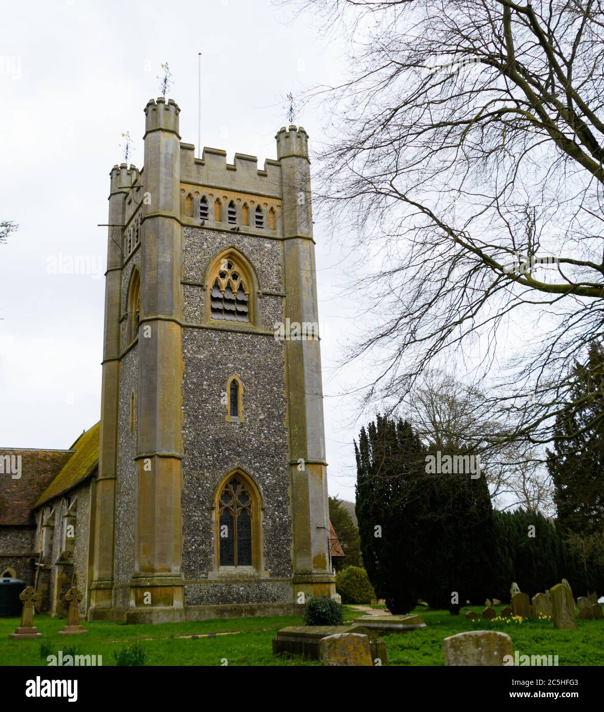 The tower of St Mary the Virgin Church in Hambleden Stock Photo - Alamy