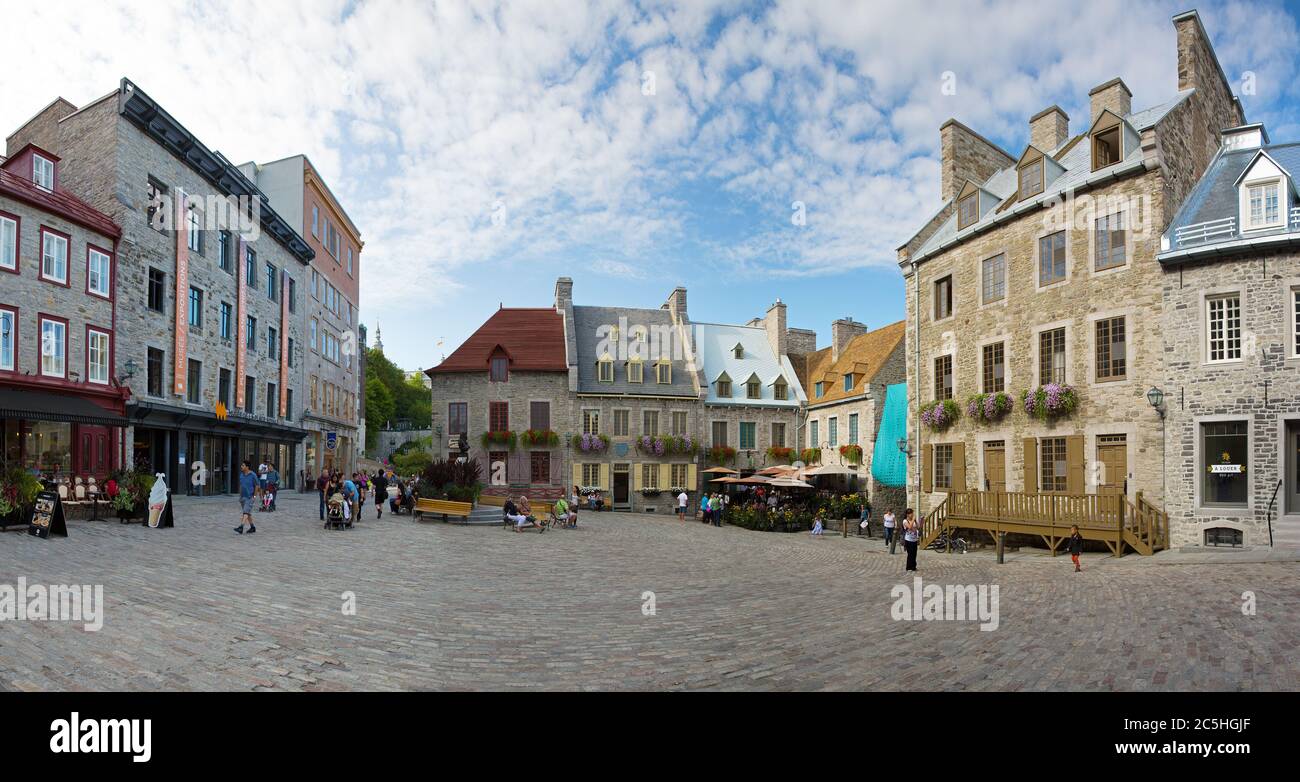 QUEBEC CITY, CANADA - AUGUST 22:A panoramic photostitch of the historic ...