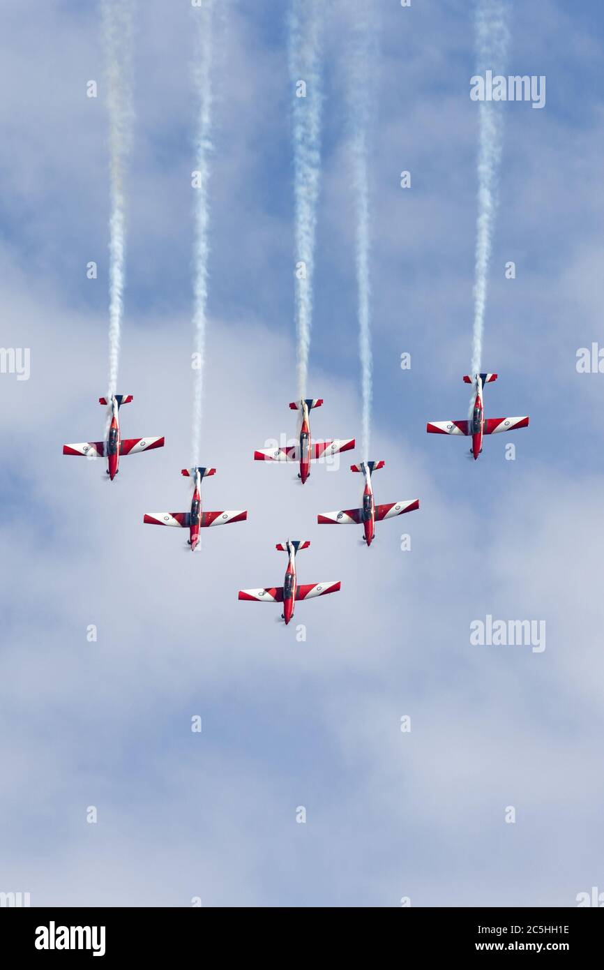Royal Australian Air Force (RAAF) Roulettes formation aerobatic display ...