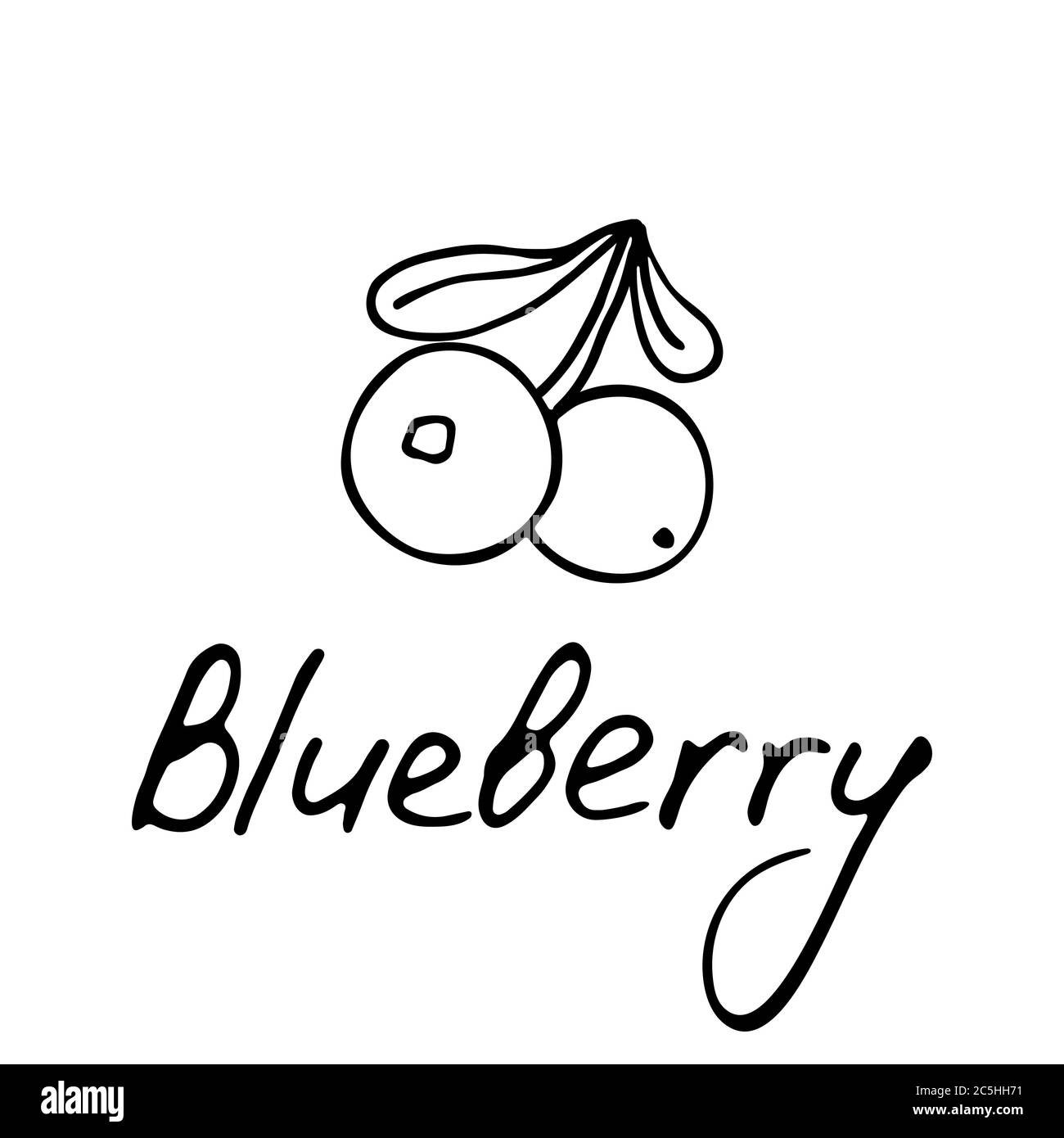 Hand drawn blueberry logo for print and web. Berry icon and raspberry ...