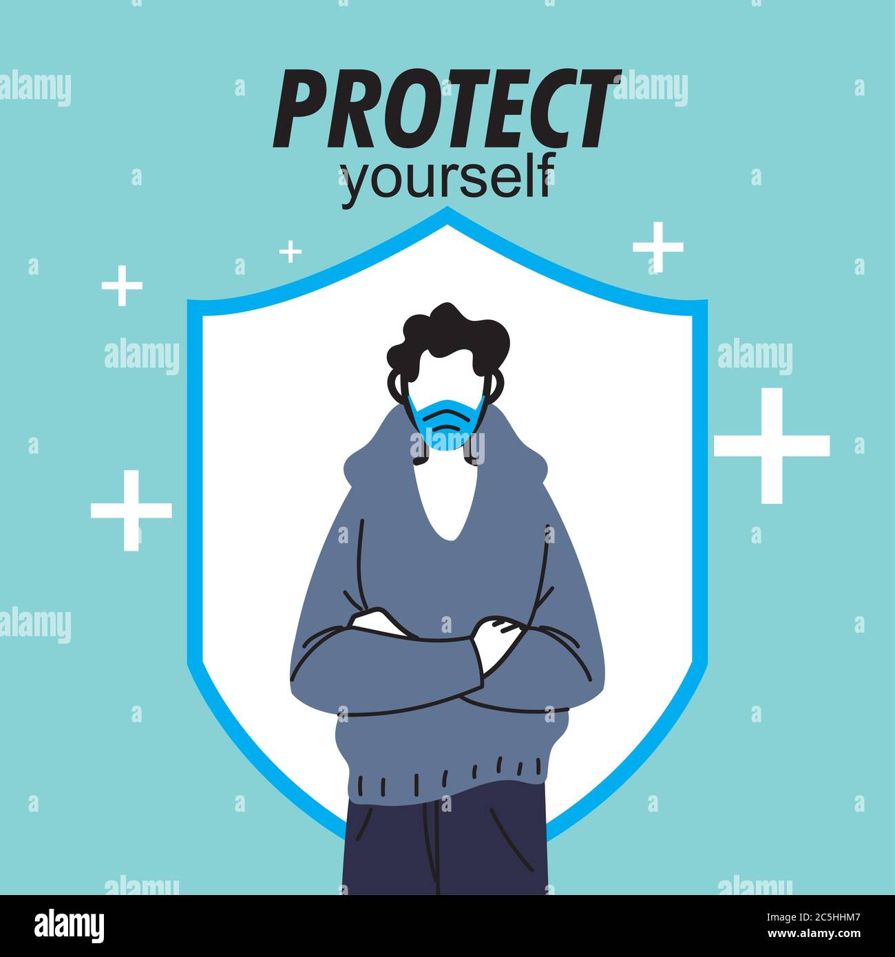 man with mask protecting himself vector illustration desing Stock ...