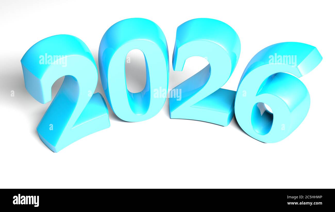 2026 Blue bent write isolated on white background - 3D rendering ...