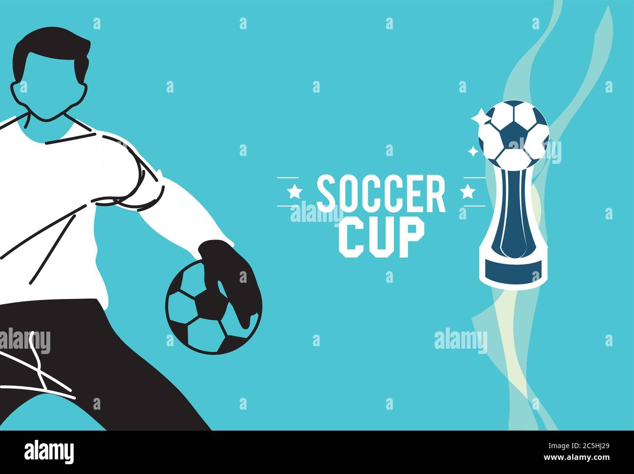 goalkeeper player man with ball and trophy design, Soccer football ...