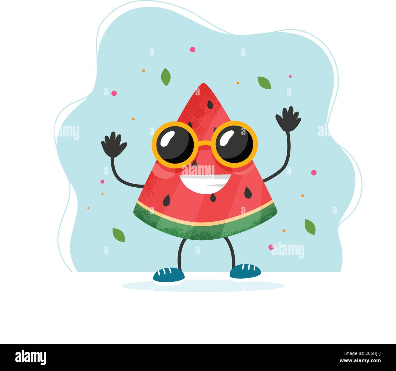 Cute watermelon character. Colorful summer design. Vector illustration ...