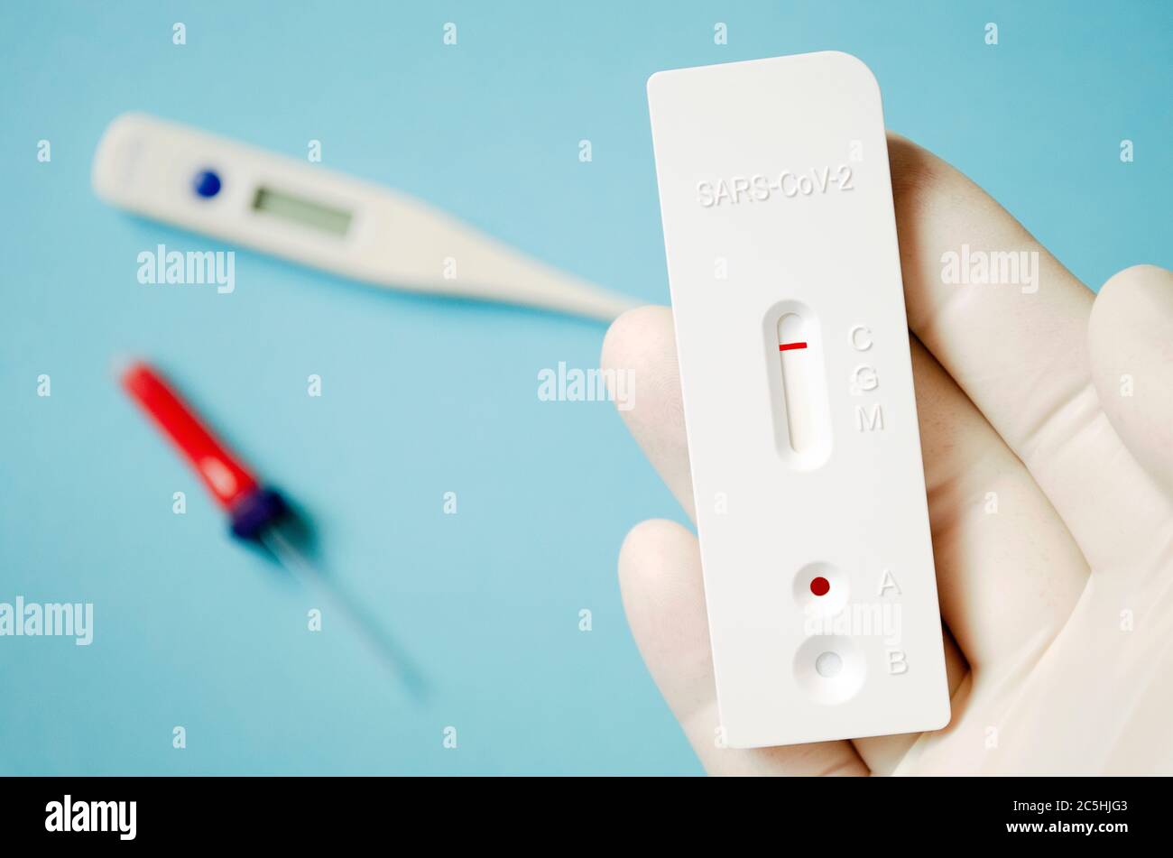 Negative test result by using rapid test for COVID-19, quick fast ...