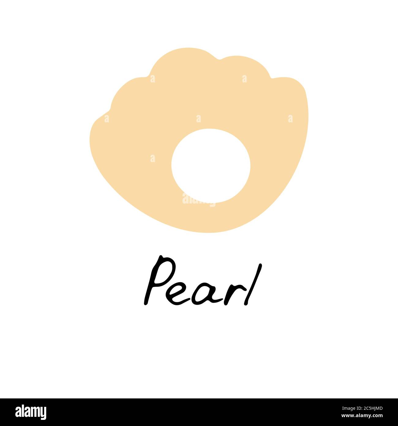 Pearl icon. Hand drawn shell sign. Simple icon for web and print ...