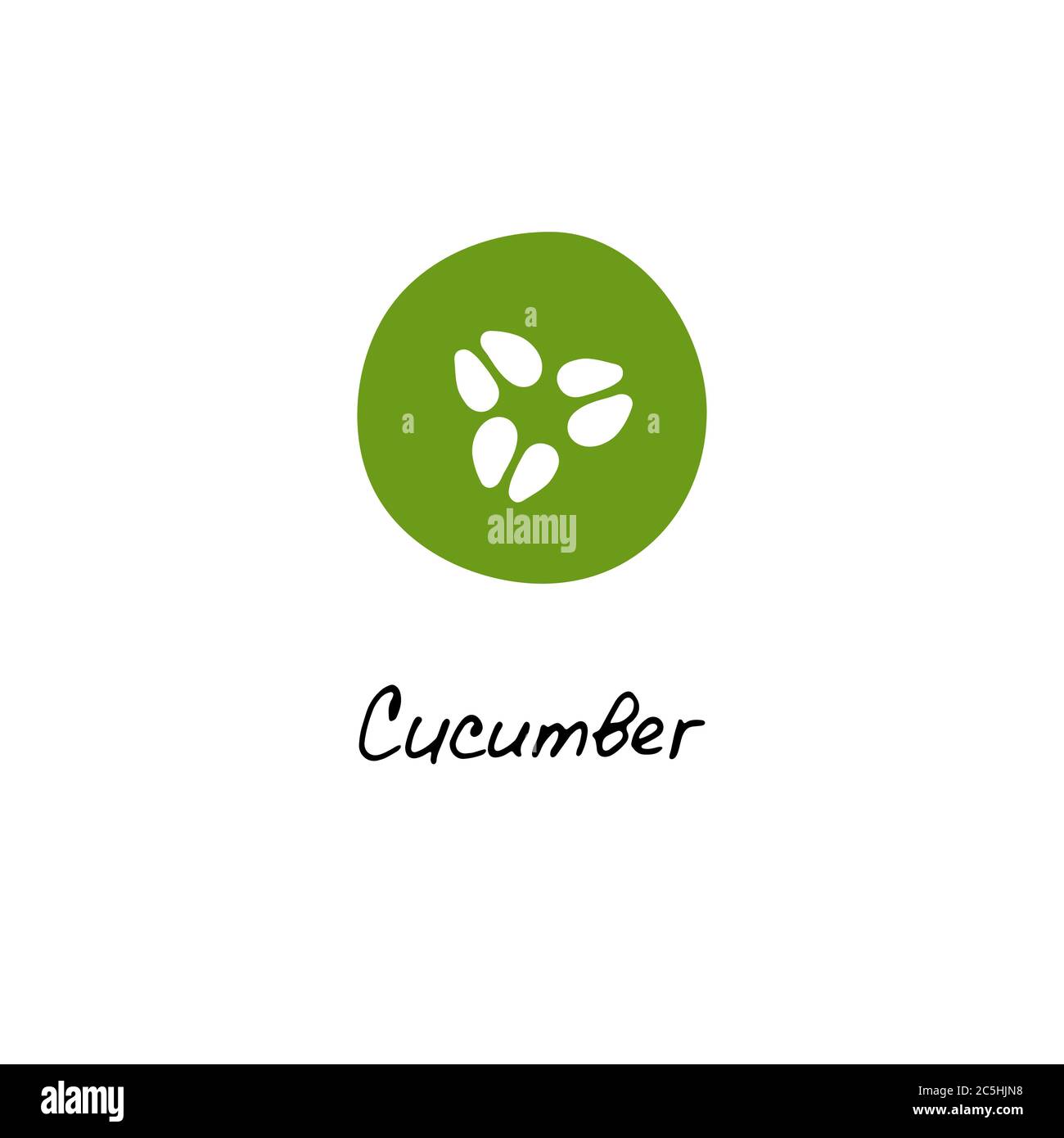 Vector Hand Drawn Illustration Of Cucumber Slice Isolated On White