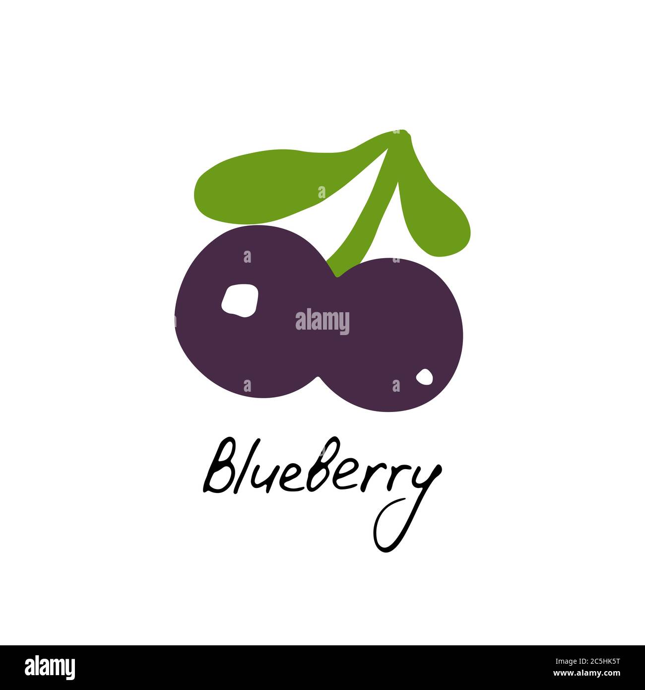 Hand drawn blueberry logo for print and web. Berry icon and raspberry ...