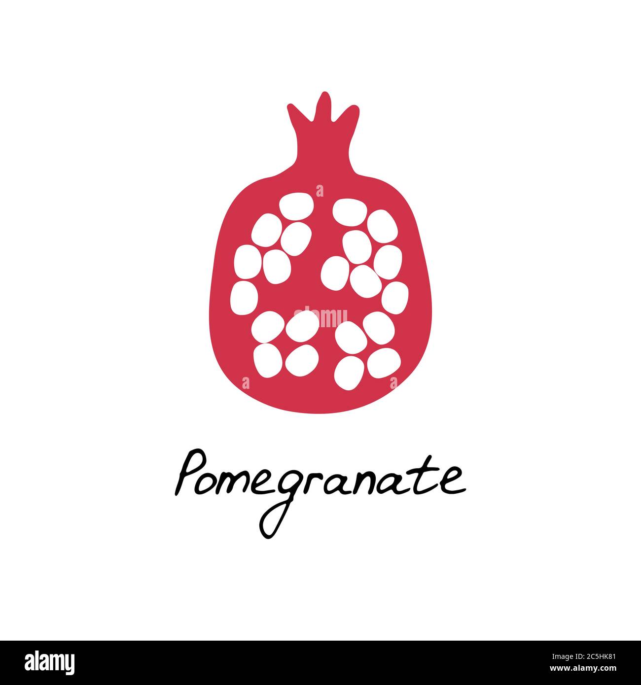 Pomegranate hand drawn icon. Garnet logo for print and web. Vector ...