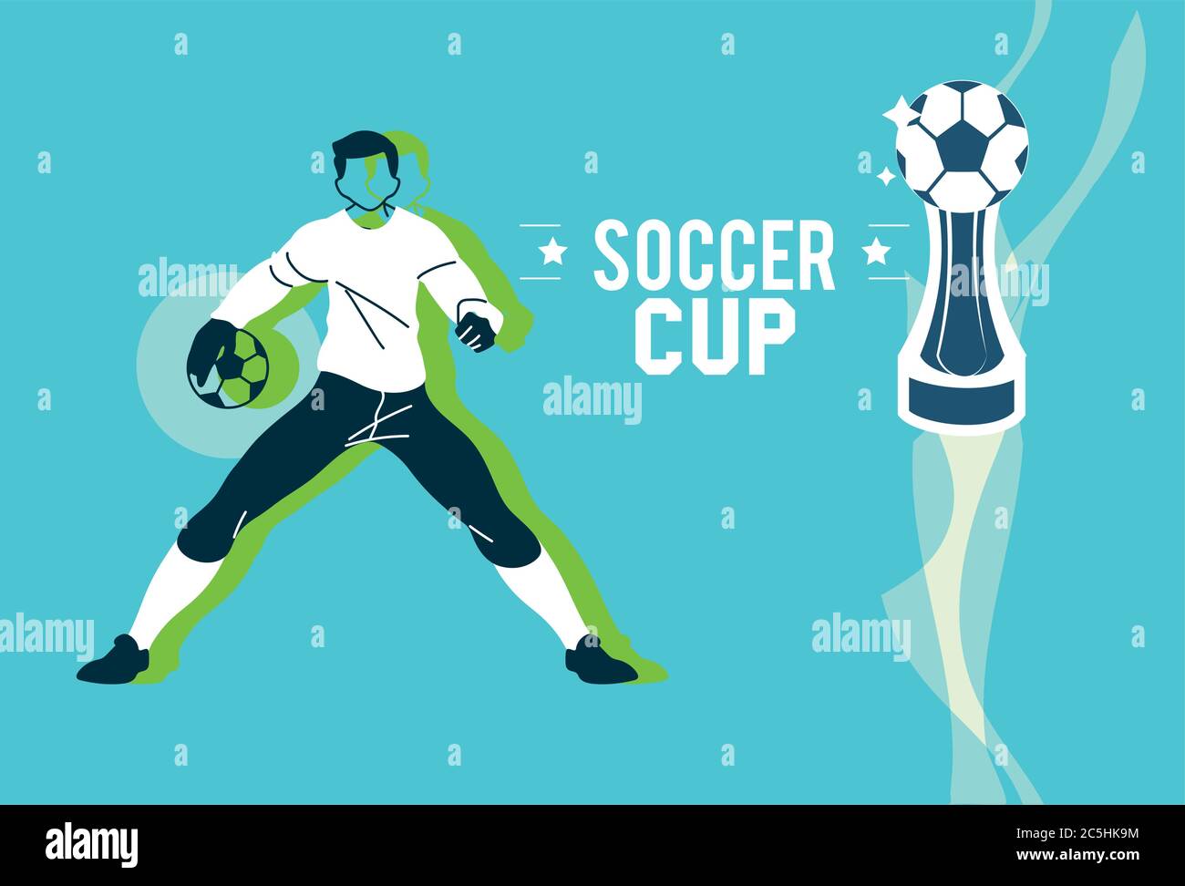 goalkeeper player man with ball and trophy design, Soccer football ...