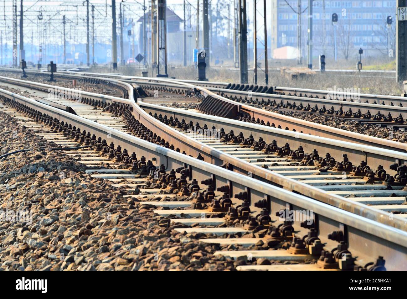 Railroad switches, locomotive and tracks. Train power supply design ...