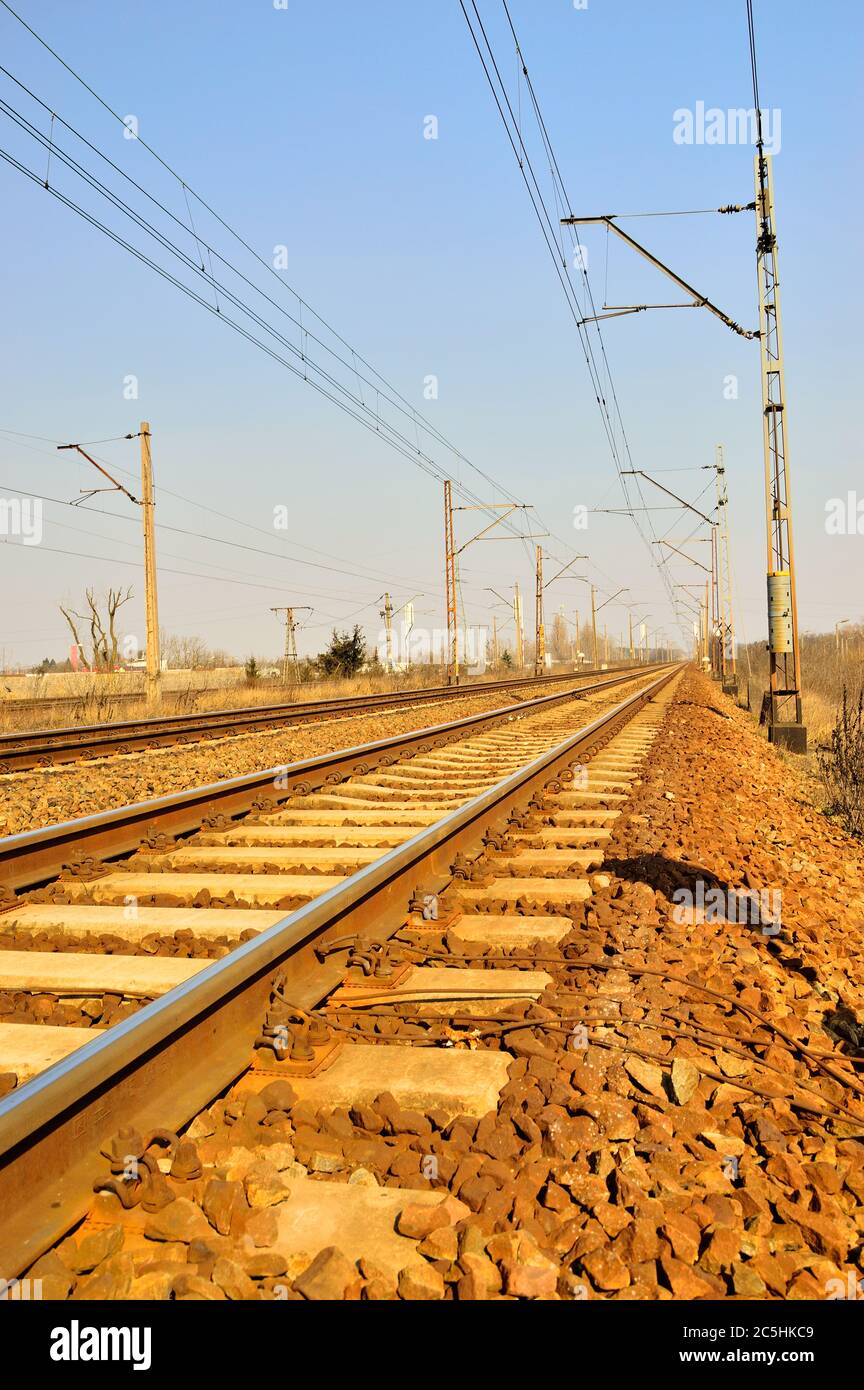 Railroad switches, locomotive and tracks. Train power supply design ...