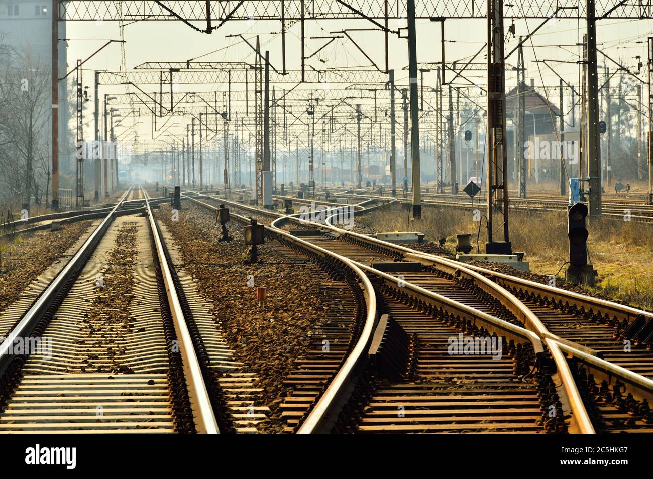 Railroad switches, locomotive and tracks. Train power supply design ...