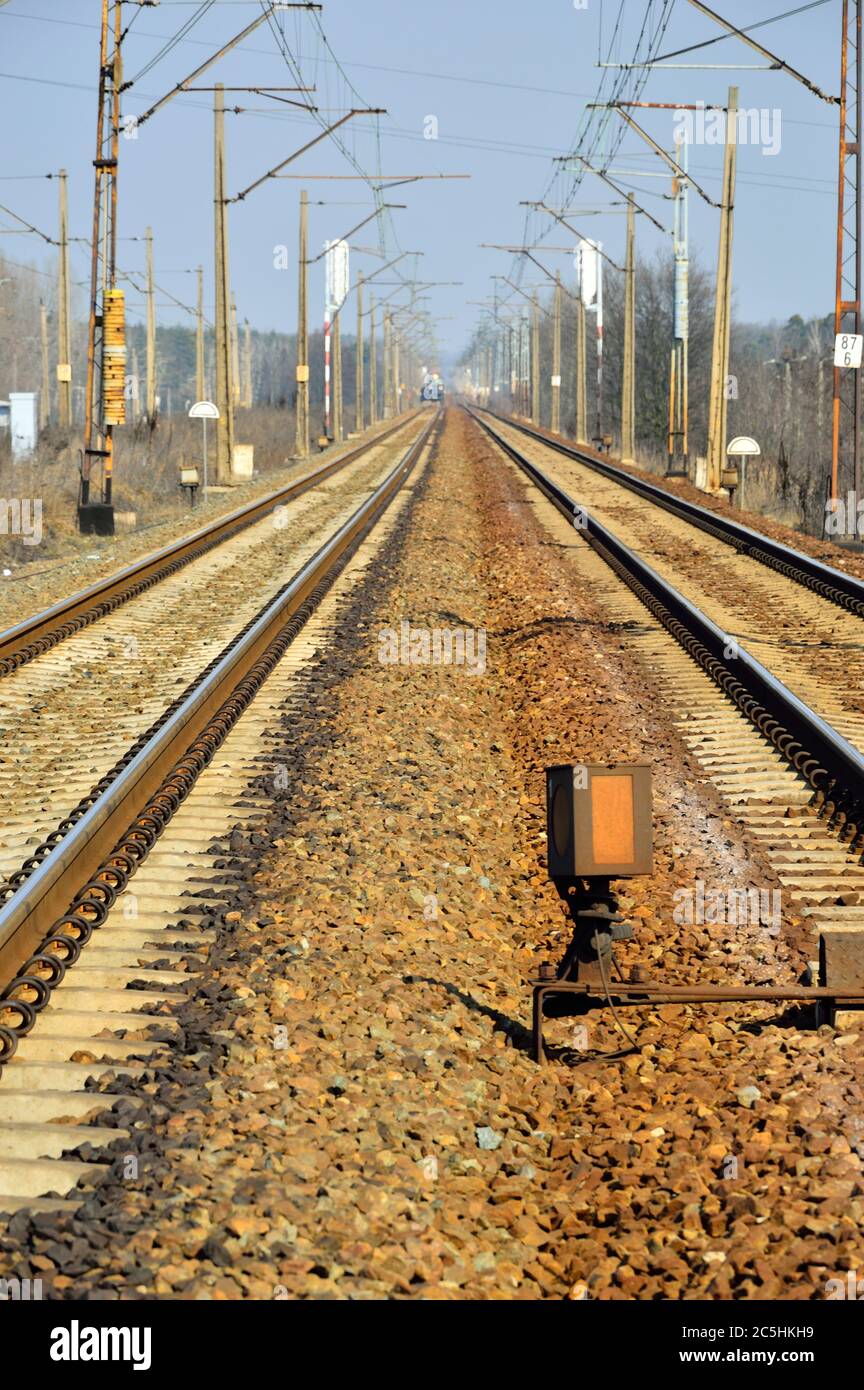 Railroad switches, locomotive and tracks. Train power supply design ...