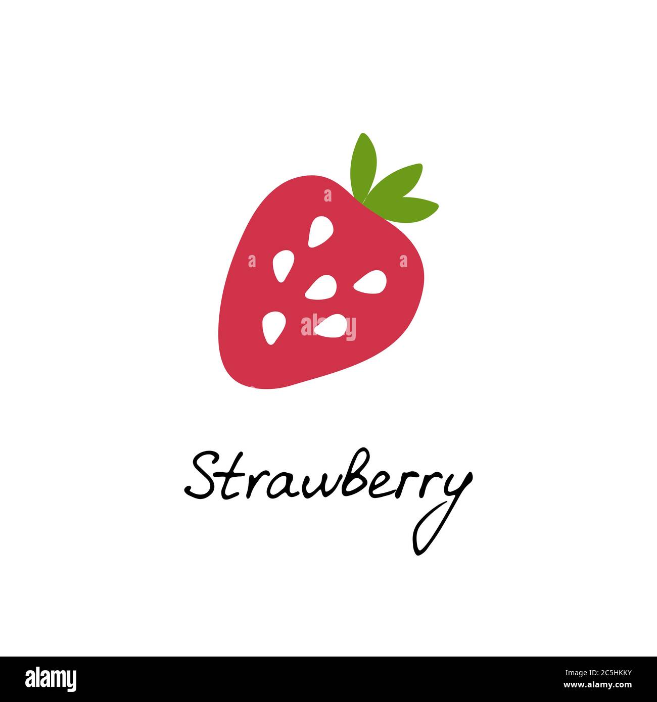 Hand drawn strawberry logo for print and web. Berry icon and strawberry ...
