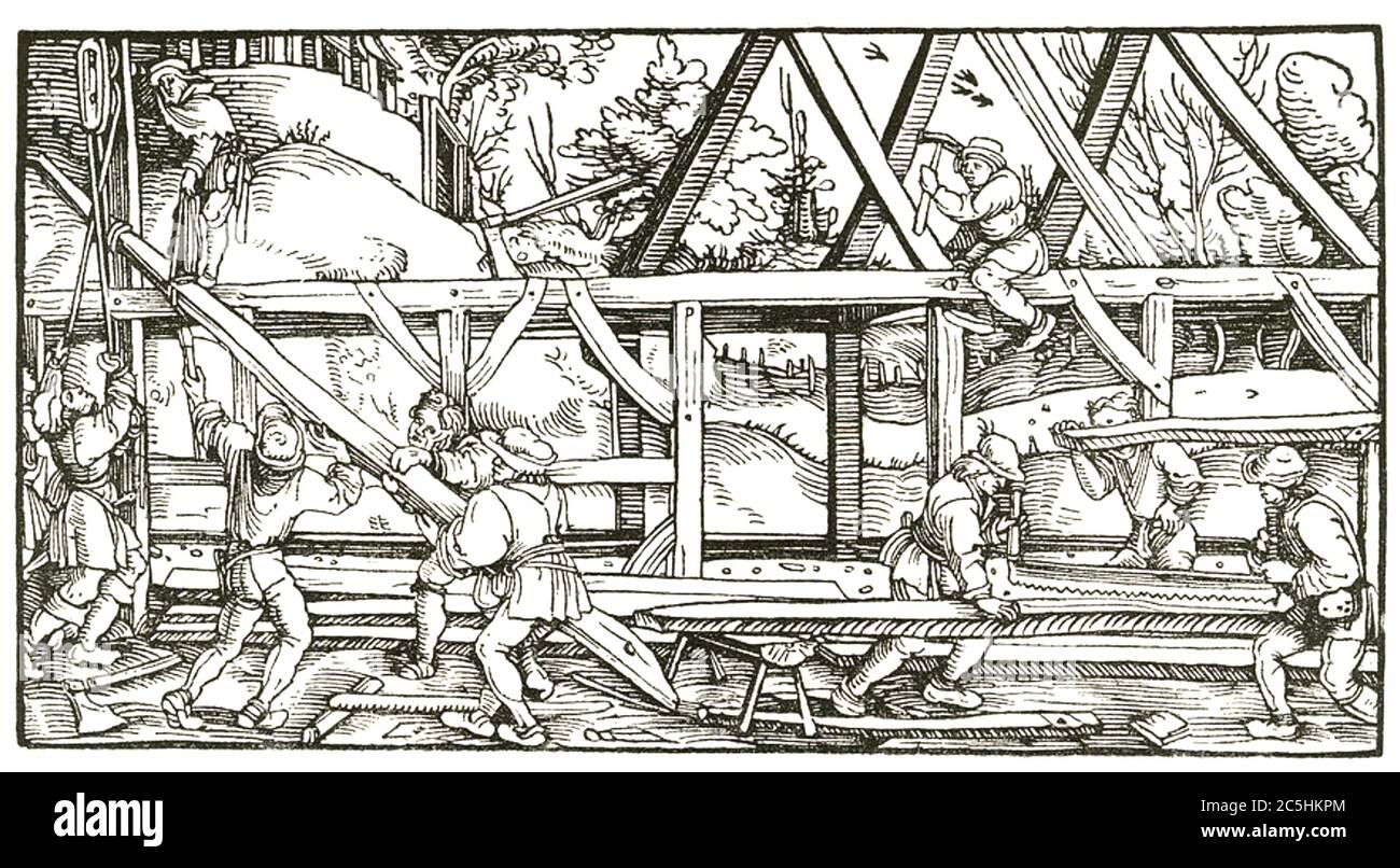 GERMAN BUILDERS in a 16the century engraving Stock Photo - Alamy