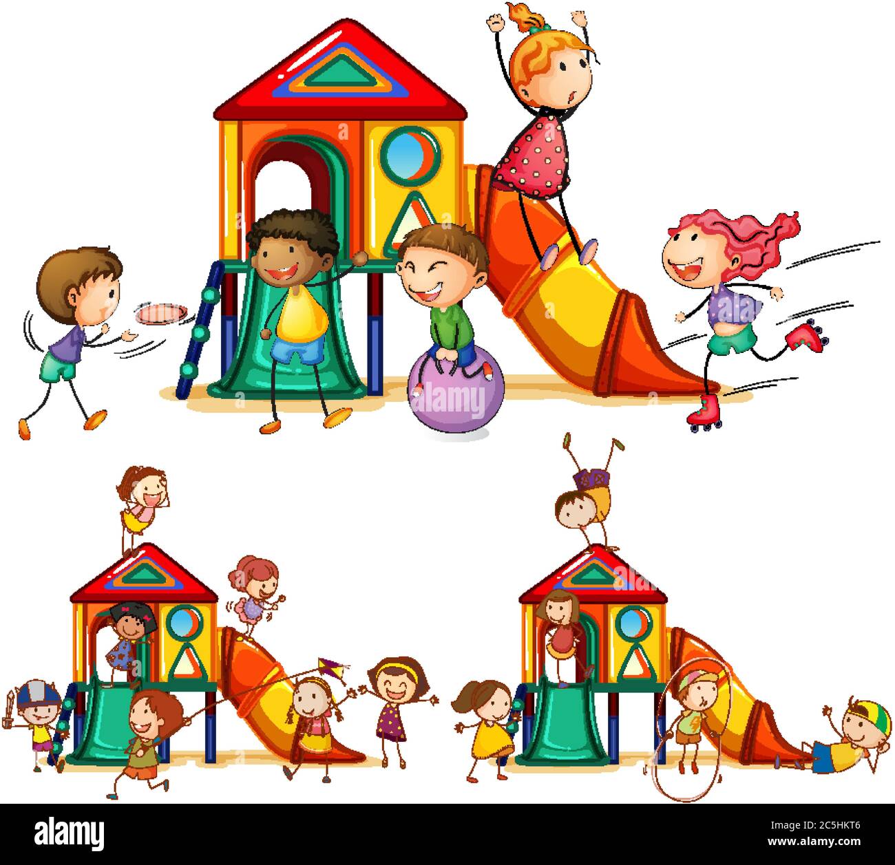 Set of doodle kids at playground illustration Stock Vector Image & Art ...