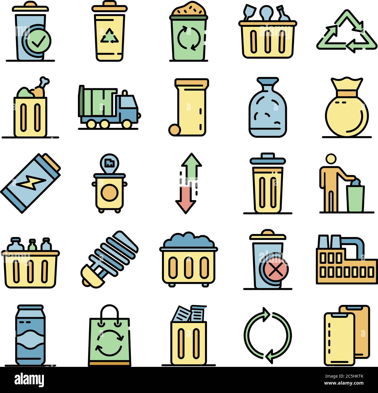 Garbage icons vector flat Stock Vector Image & Art - Alamy