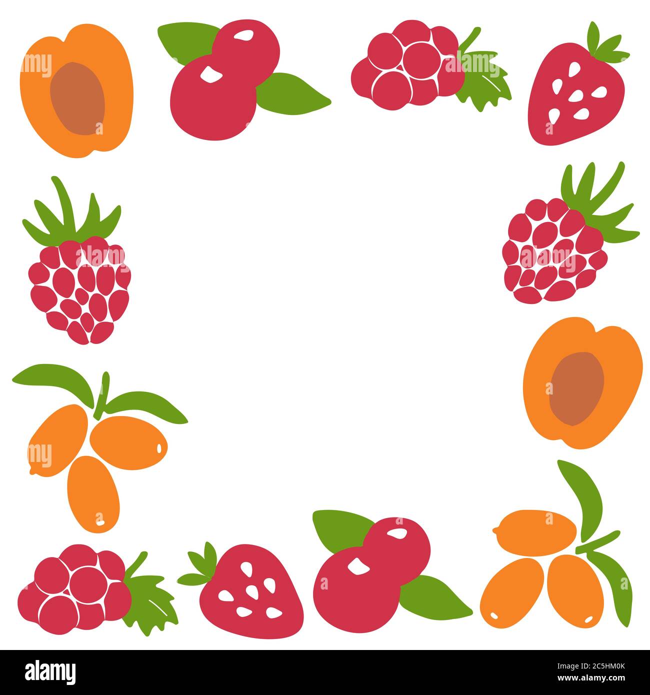 Hand drawn berry frame. Berry icon and strawberry inscription for print ...