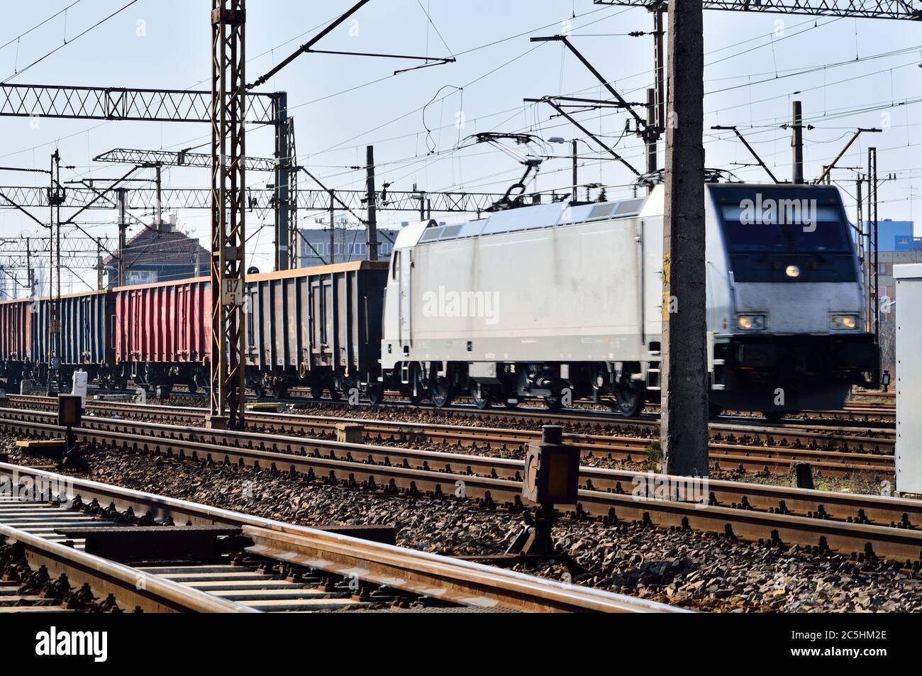 Railroad switches, locomotive and tracks. Train power supply design ...