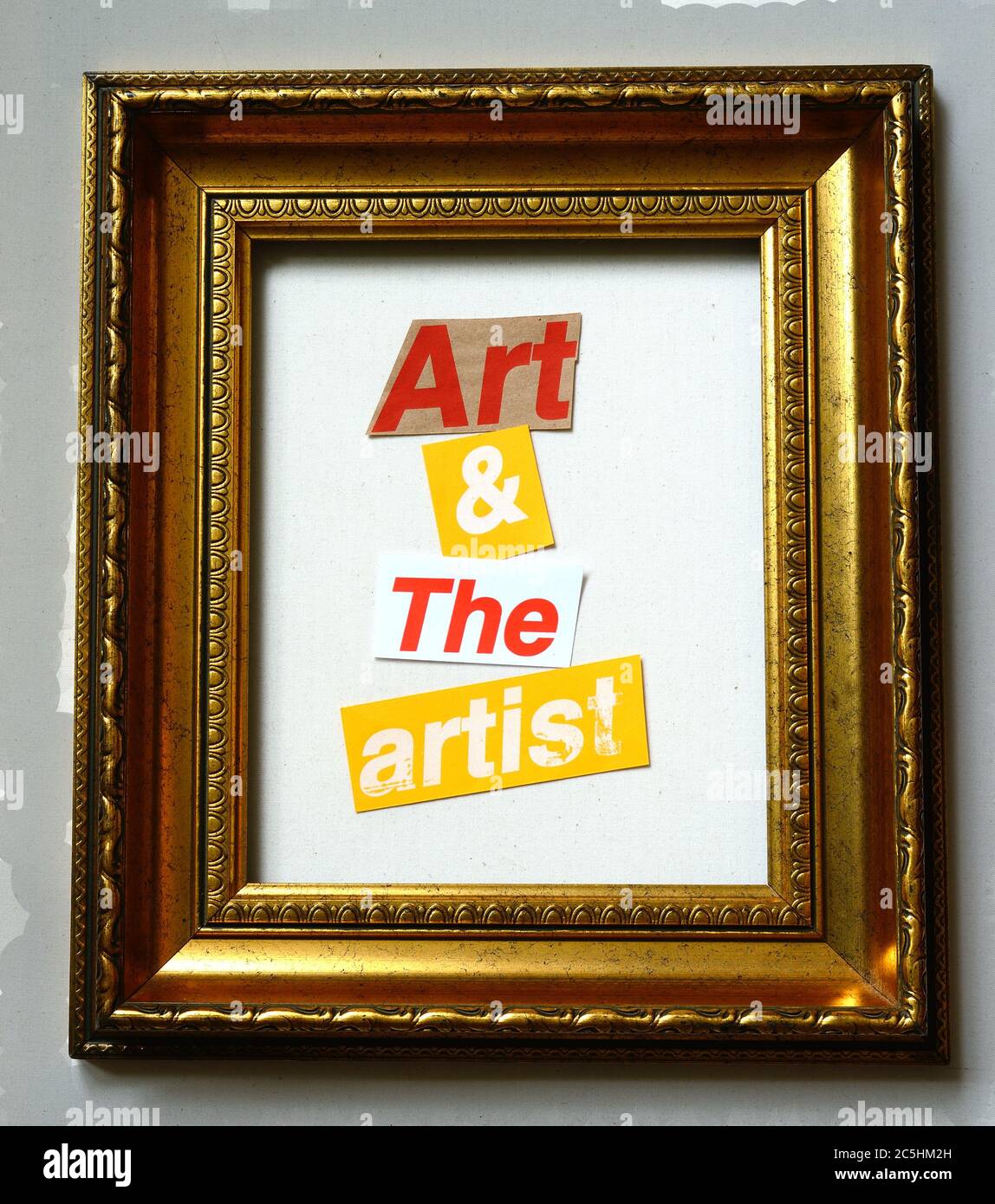 Conceptual photo series of framed screen printed phrases relating to ...