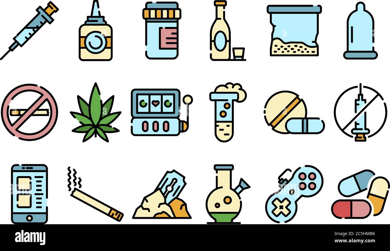 Addiction icons vector flat Stock Vector Image & Art - Alamy