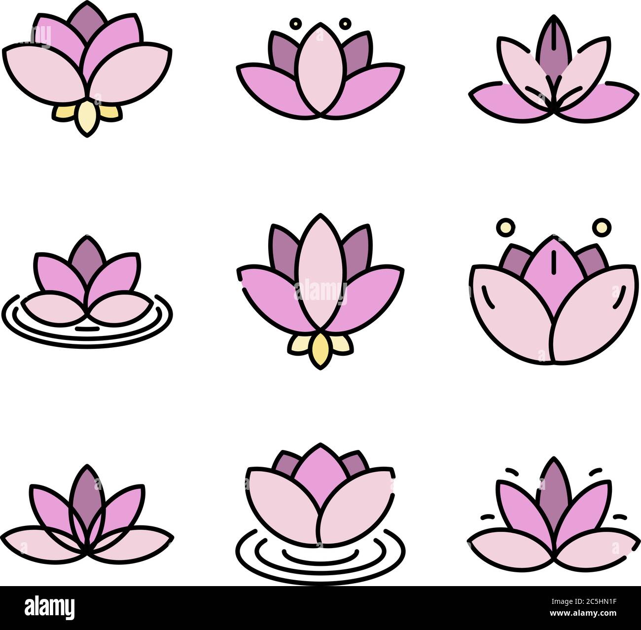 Lotus icons vector flat Stock Vector Image & Art - Alamy
