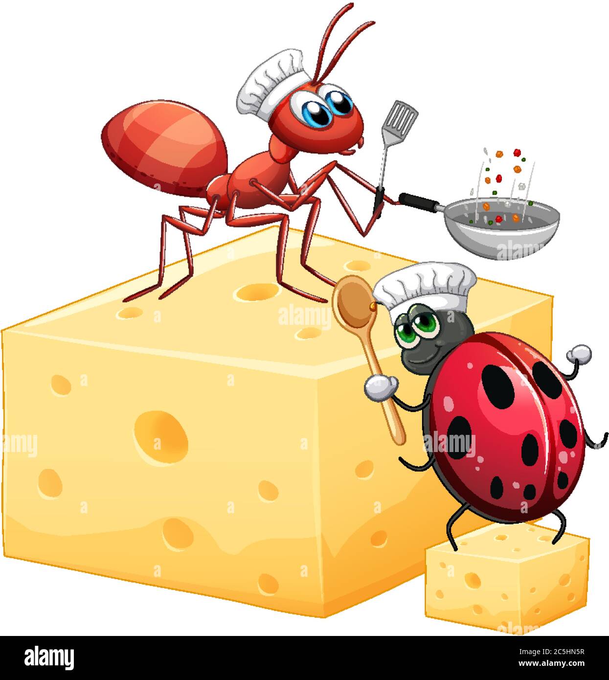 Ant and ladybug on the cheese illustration Stock Vector Image & Art - Alamy
