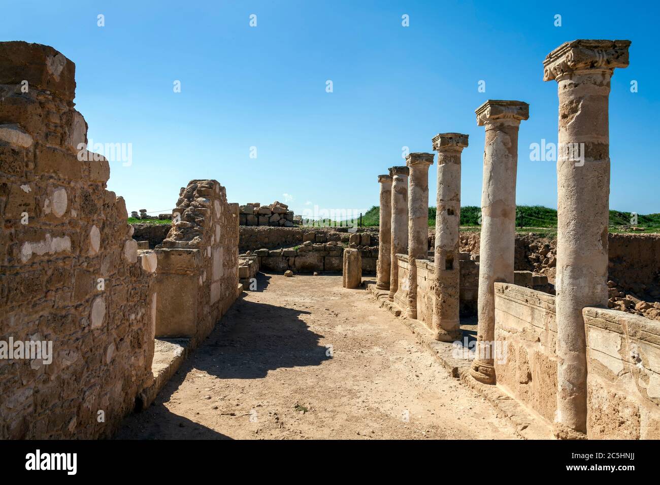 Travel Destination showing an Ancient Roman Columns building ruin at ...