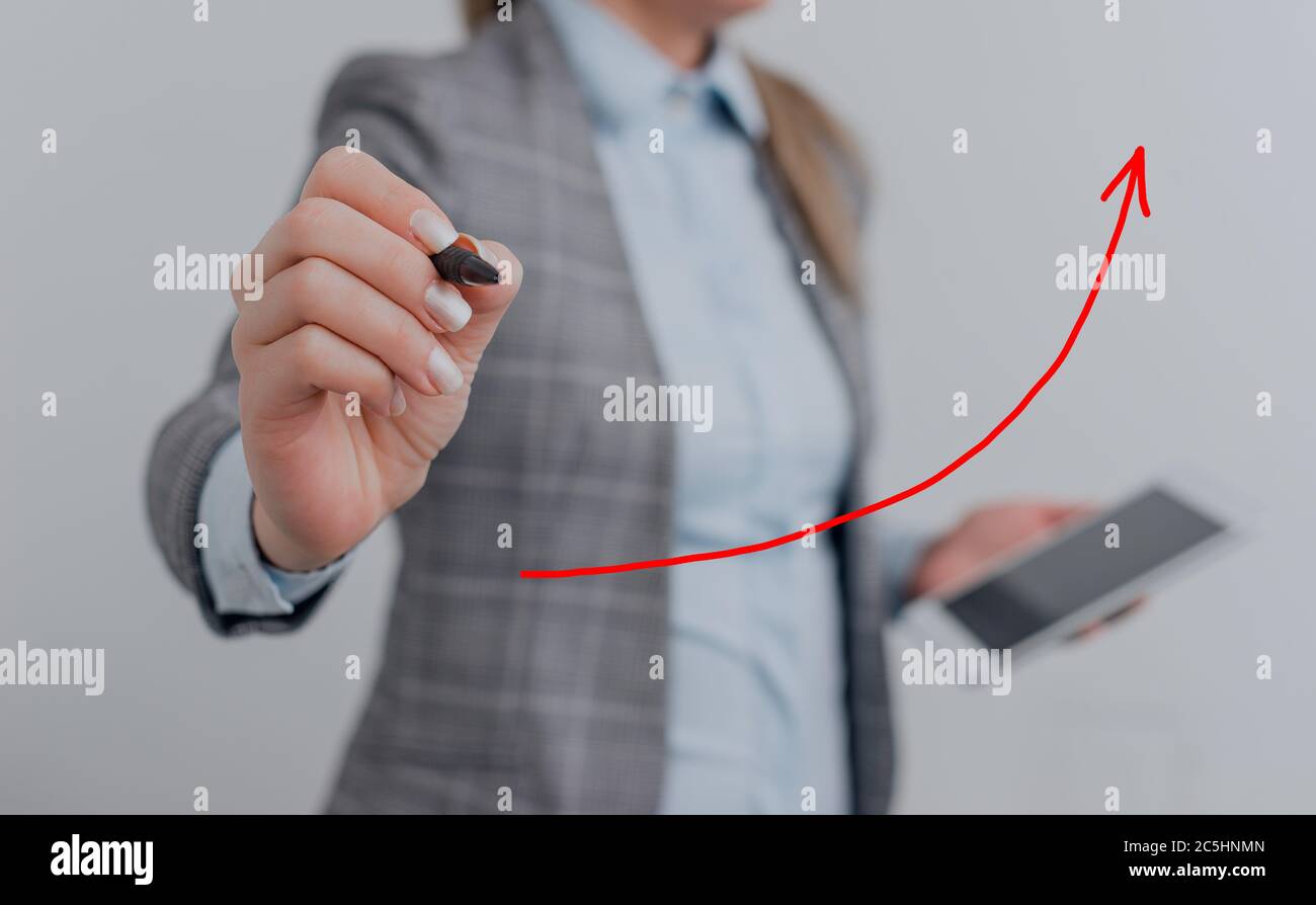 Digital Arrowhead Curve Rising Upward Denoting Growth Development ...