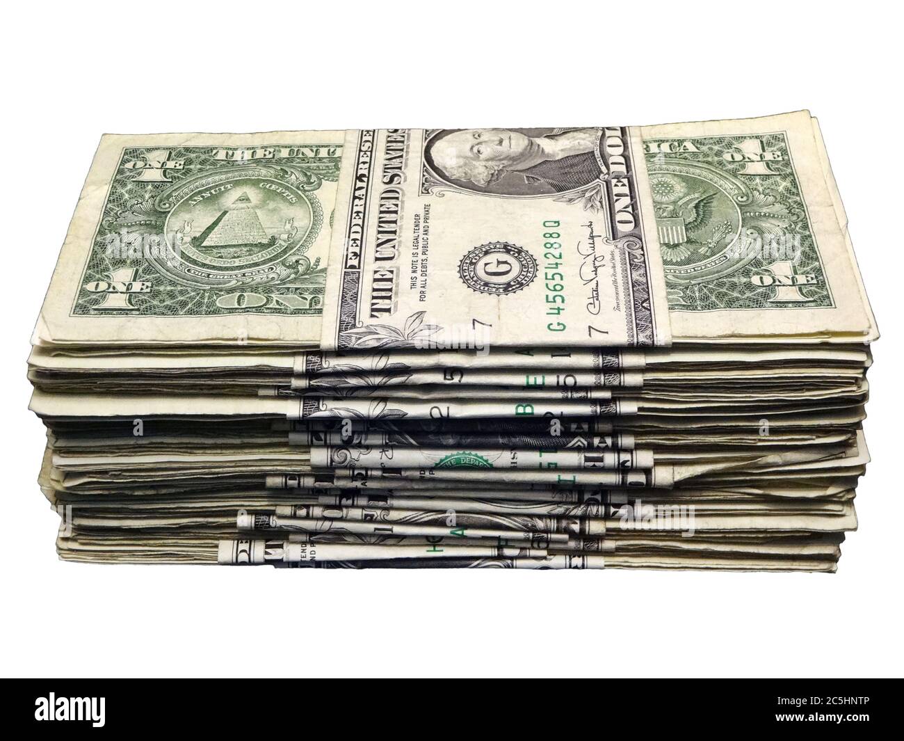 USA one dollar bill bank notes cut out and isolated on a white ...