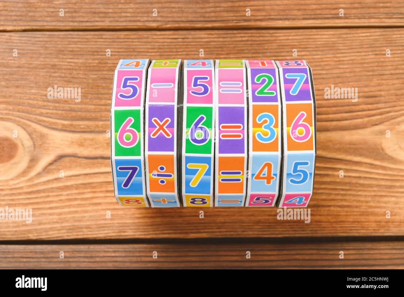 top view equations block for kids to learn mathematics Stock Photo - Alamy