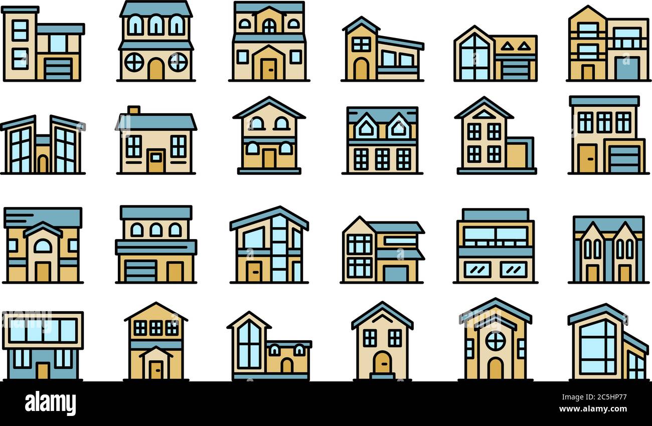 Cottage icons vector flat Stock Vector Image & Art - Alamy