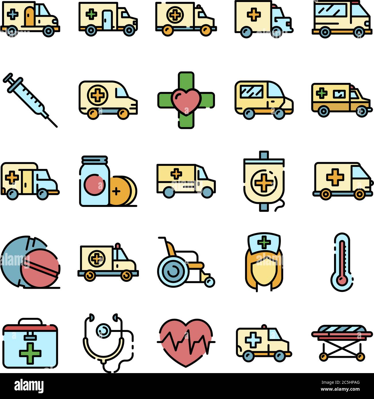 Ambulance icons vector flat Stock Vector Image & Art - Alamy