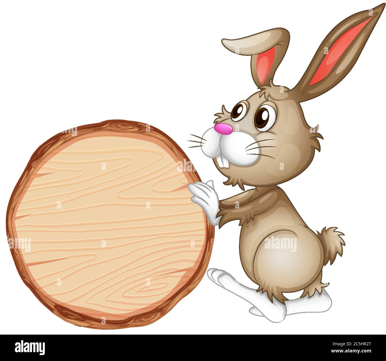 Blank sign template with brown bunny on white background illustration ...