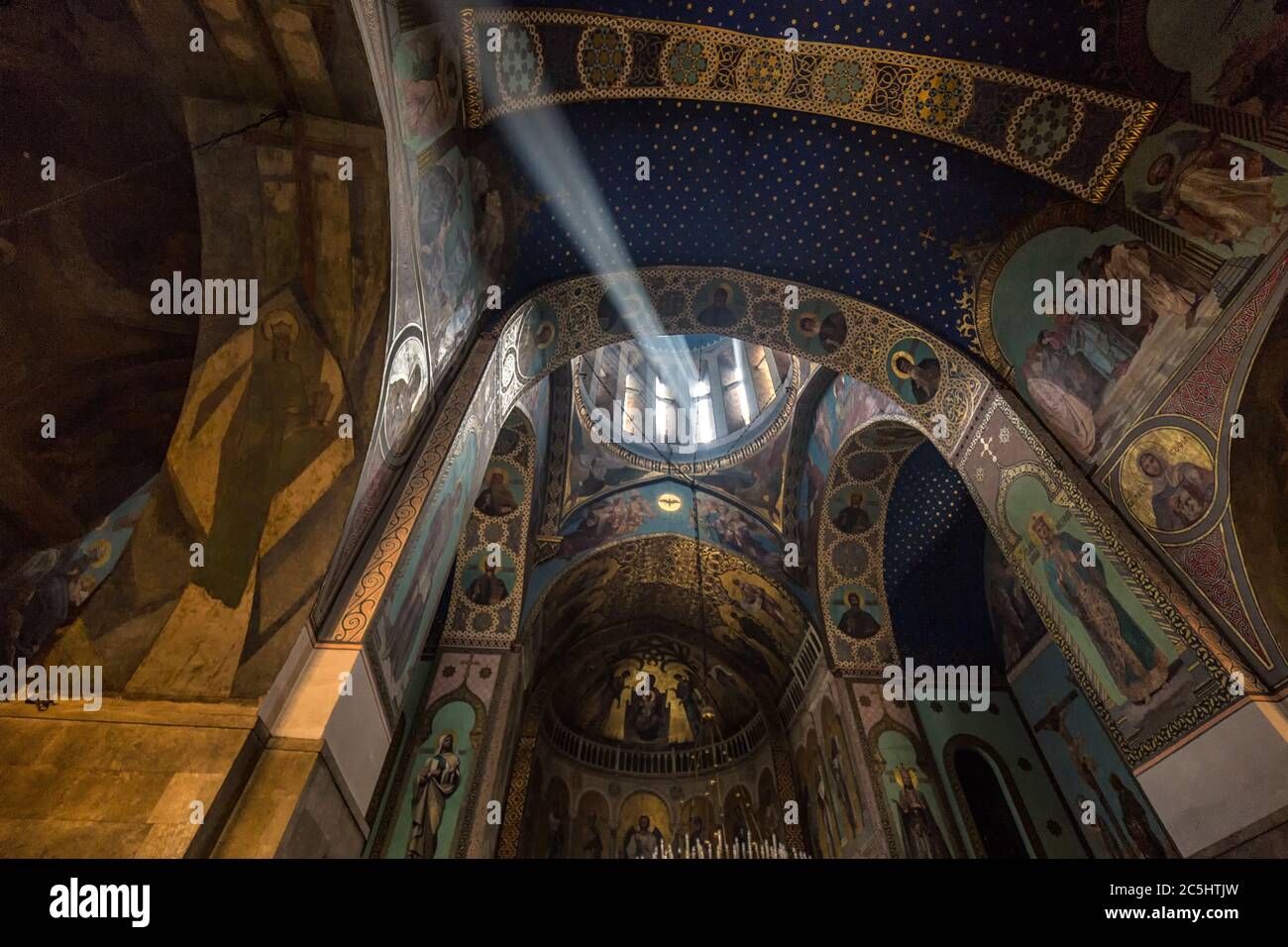 Georgian orthodox monastery interior with ancient painting, Tbilisi ...