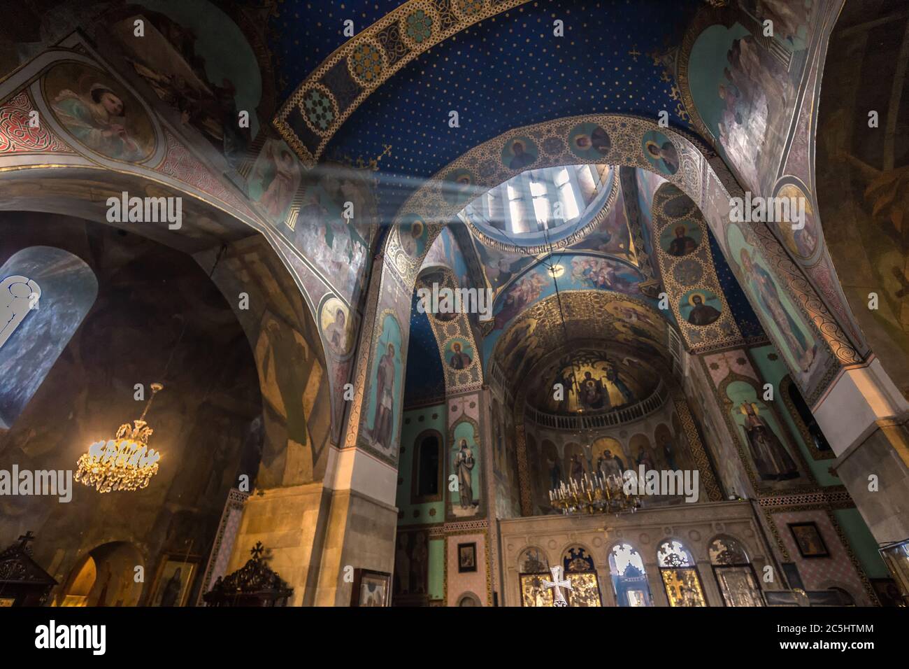 Georgian orthodox monastery interior with ancient painting, Tbilisi ...