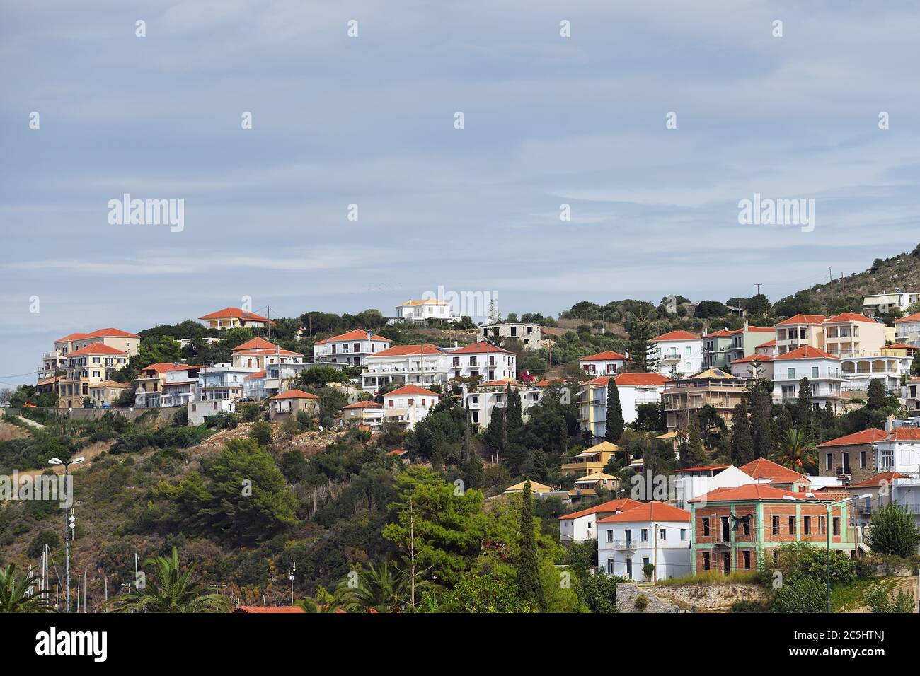 Town of Pylos shown at morning time. One from most popular tourist ...