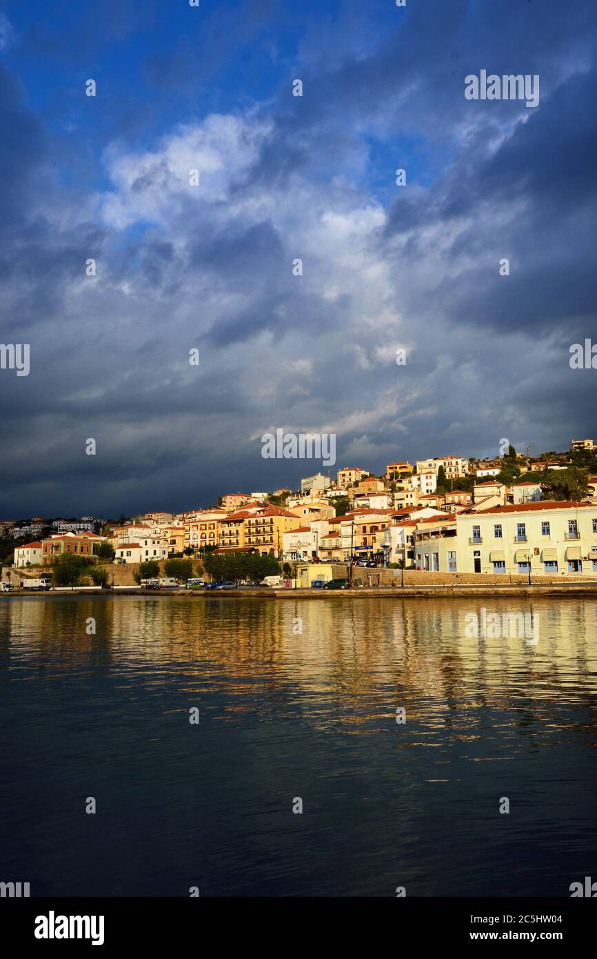 The town of Pylos after thunderstorm. Messinia, Navarino bay, Greece ...