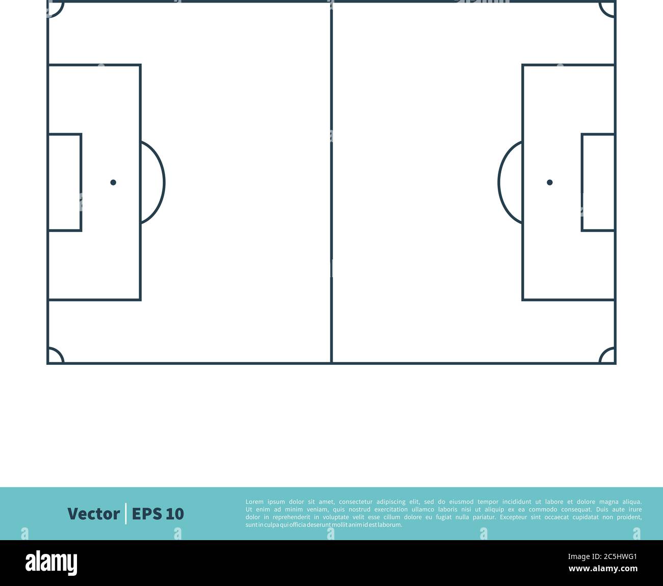 Soccer Field, Football Field Top View Vector Template Illustration ...