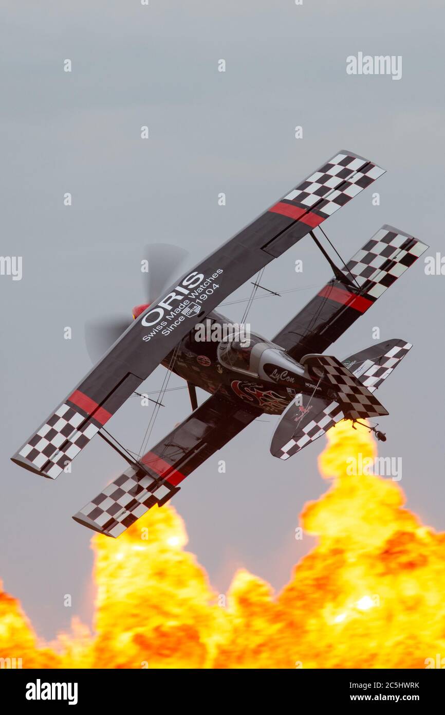 Aerobatic pilot Skip Stewart flying his highly modified Pitts S-2S ...