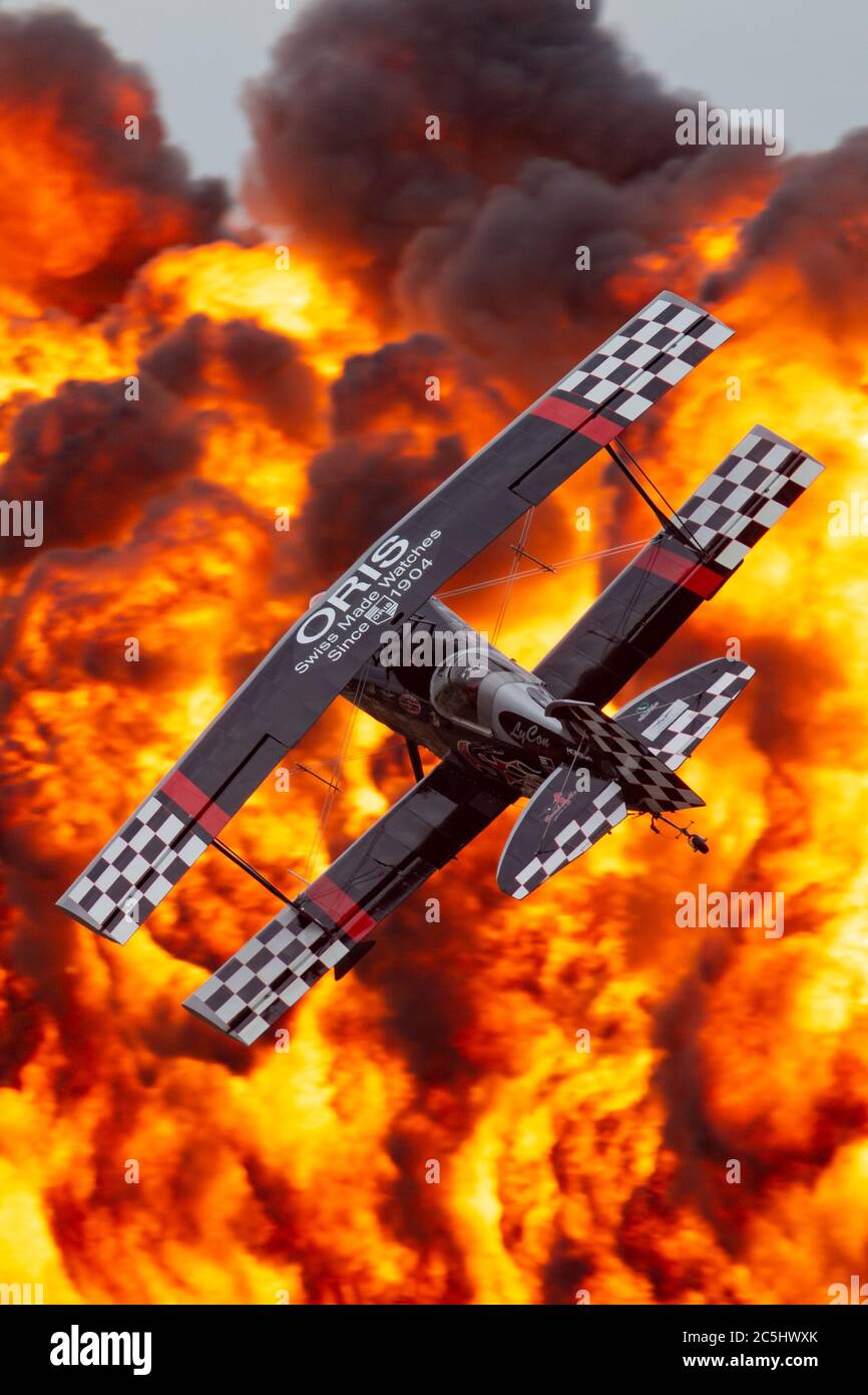 Aerobatic pilot Skip Stewart flying his highly modified Pitts S-2S ...
