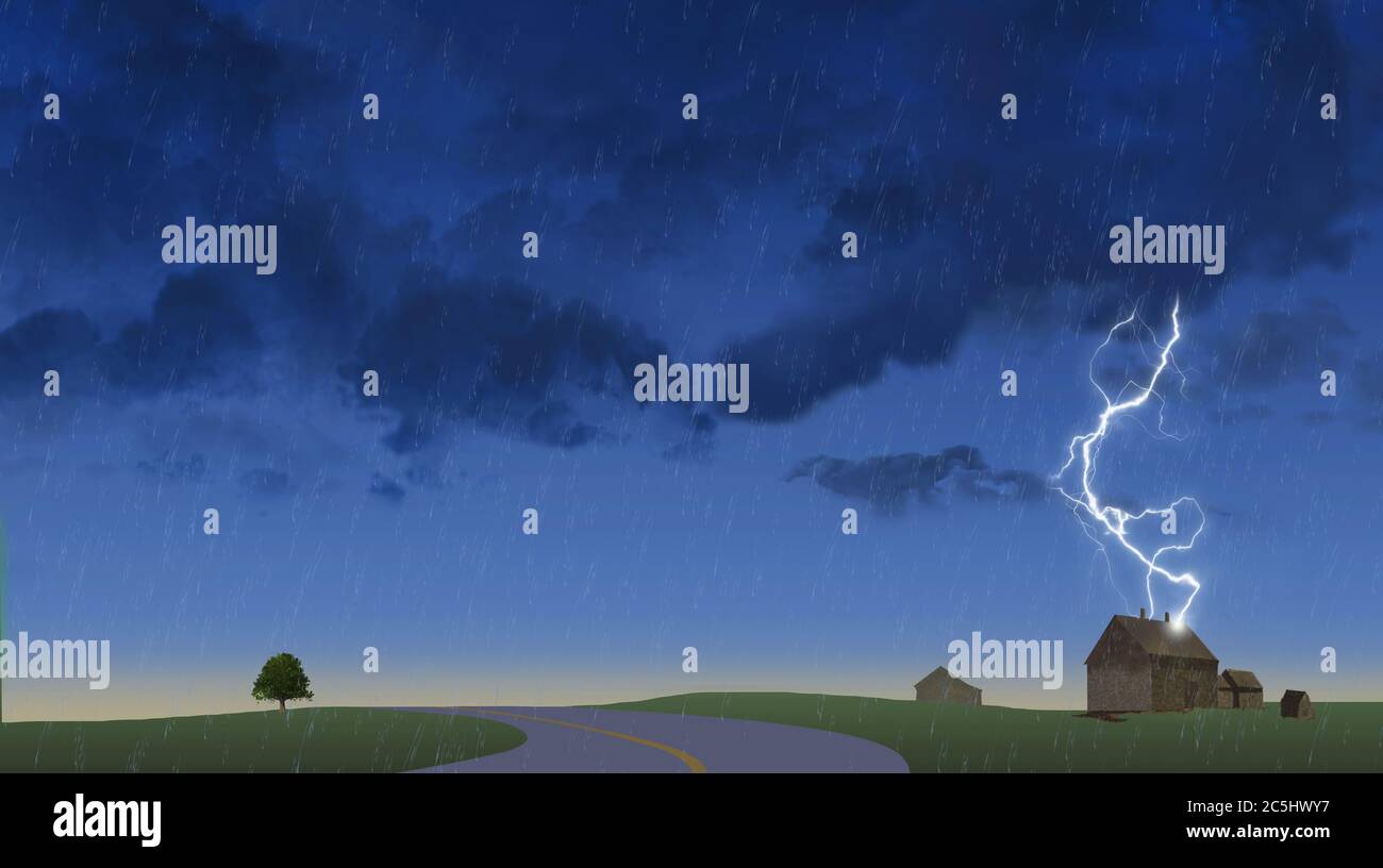 Lightning strikes rural area hi-res stock photography and images - Alamy