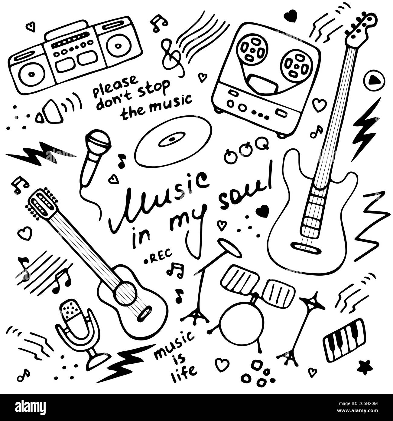 Set of musical emblem. Illustrations for digital and print. Musical ...