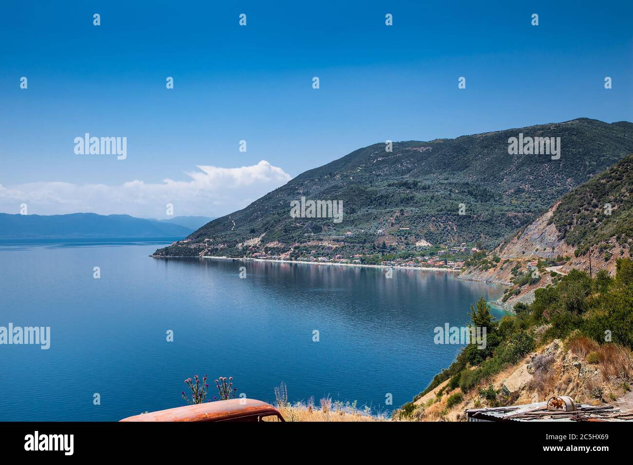 Panoramic view on Ilia beach at Evia island, Greece. Europe Stock Photo ...