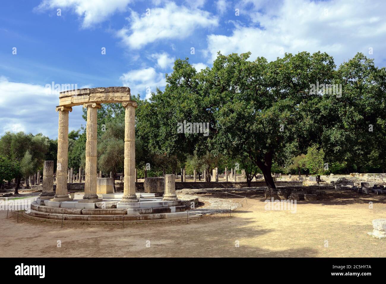 Greece Olympia, ancient ruins of the important Philippeion in Olympia ...