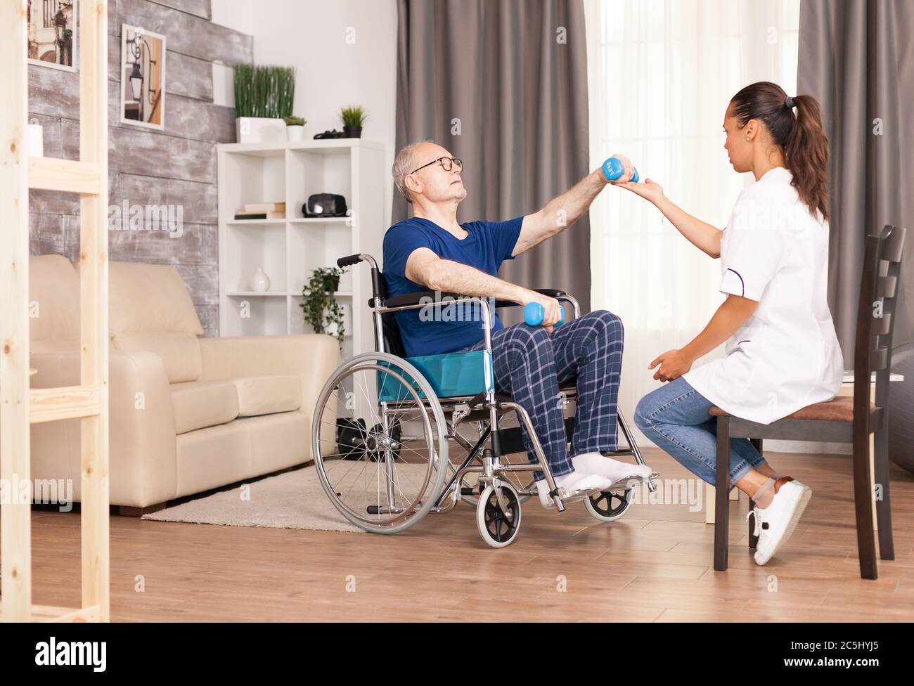 Senior man with muscle trauma recovering after the accident. Disabled ...